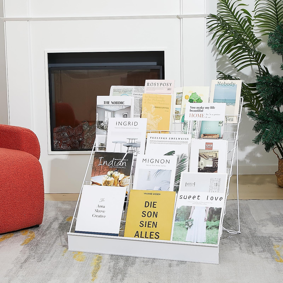 Gisafai 8 Tier Metal Greeting Card Display Magazine Display Rack Wire Countertop Rack for Literature Card Display Rack Comic Book Display Wider for Literature Books Cards Brochures Magazines Arts Dvd