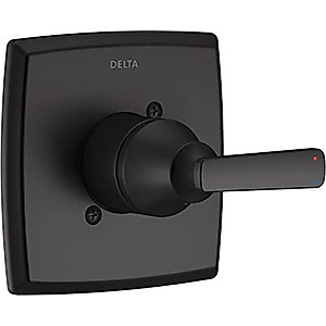 Delta Faucet Ashlyn Matte Black Shower Valve Trim Kit for Black Shower Systems and Shower Faucets, Delta Shower Handle Replacement, Shower Faucet Handle, Matte Black T14064-BL (Valve Not Included)