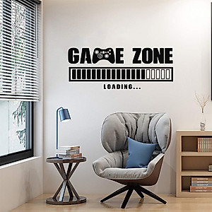 Game Zone Loading Wall Decals, Video Game Wall Stickers, Removable Art Design Gamers World Wall Decor for Boys Room Home Playroom Bedroom Walls Background Decoration (22"L x 9.1"H)