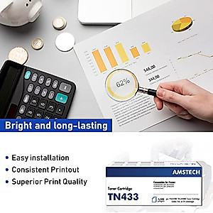 TN-433 TN 433 TN433 Toner Cartridges 4 Pack Compatible for Brother MFC-L8900CDW TN-433 TN433BK TN433C TN433M TN433Y for MFC-L8900CDW HL-L8360CDW HL-L8260CDW MFC-L8610CDW HL-L8360CDWT Printer