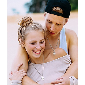 Buleens Heart Pendant Necklaces for Women Mens Girls Bff Couple Friendship Matching Yin Yang Sun Moon Magnet Necklace Lock Key Anchor Chain Set Stainless Steel Cubic Zirconia (Lock Heart Couple Necklaces -005)