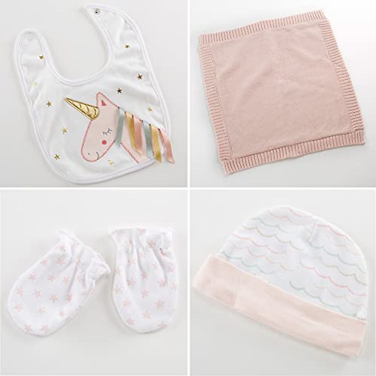 Baby Aspen Simply Enchanted Unicorn 5-Piece Welcome Home Gift Set, Light & Dark Pink/White/Aqua/Gold