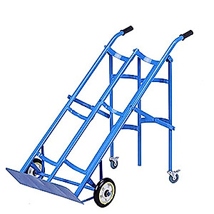 Portable Folding Handcart Oxygen Cylinder Trolleys Propane Acetylene Bottle Trolleys 40-Liter Double-Bottles with Brackets Multi Function Folding Handcart (Color : Silver, Size : 1.4x0.35m)