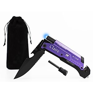 Home and Plan Personalized Engraved Pocket Knife Gift, Purple - Customized Pocket Knives Christmas Gifts for Men & Women with Velvet Pouch