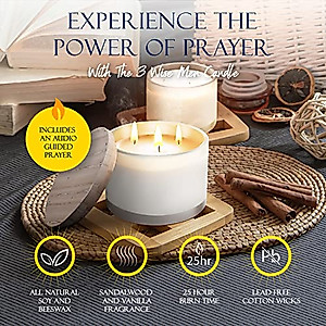 Prayer Meditation Candle W/Message Hidden Inside - Audio Guided Prayer Included - Perfect for Home Decor - All Natural Luxury Large Long Lasting Toxic Free Scented Candle