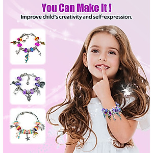 Charm Bracelet Making Kit, Gionlion 150 Pcs Jewelry Making Supplies Including European Beads Charm Pendants Snake Chains, Unicorn Gifts Set for Teen Girls Arts and Crafts for Kids Ages 5 6 7 8 9 10-12