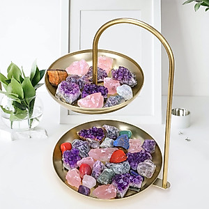 ManChDa 2-Tier Jewelry Tray Glod Multi Layer Necklace Holder Attractive Gold Jewelry Storage Display Stand Double Jewelry Organizer Table Storage Tray for Key, Bracelet & Ring