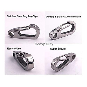 Comtim 2 Pack Dog Tag Clips, Stainless Steel Heavy Duty Quick Clips Pet ID Tag Holder for Dog/Cat Collar and Harness