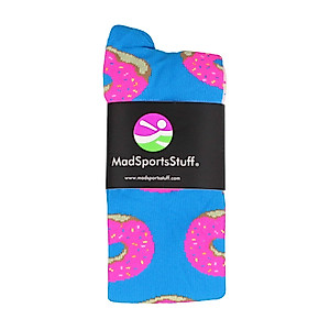 MadSportsStuff Donut Over the Calf Socks (Paradise Blue/Neon Pink, Small)