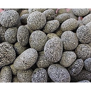Exotic Fire Glass | Tumbled Black and Gray Lava Pebbles | 25 Pound Bag | 3/4-1 1/4 Inch Pebble Size | Perfect for Any Natural Gas or Propane Outdoor Fire Pit (Black/Gray)