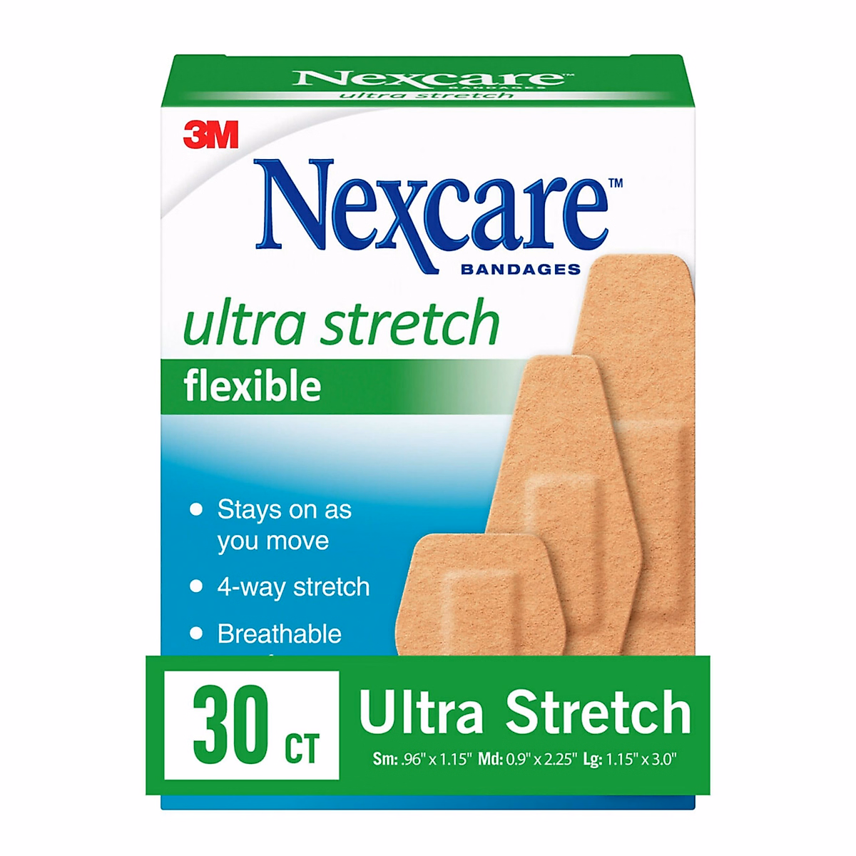 Nexcare Soft 'n Flex Bandage, Assorted Sizes, 30 Count