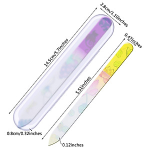 Mudder 8 Pack Glass Nail Files with Cases Colorful Pattern Printed Nail Buffers Crystal Fingernail Files with Travel Protective Cases for Professional Manicure Supplies