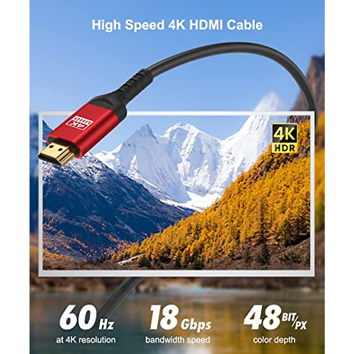 ALLEASA 4K Long HDMI Cable 40 ft 12M, 40FT HDMI Cable in-Wall CL3 Rated(HDR10 8/10bit 18Gbps HDCP2.2 ARC) High Speed 40' HDMI Cable Compatible with Roku TV/Laptop/PC/HDTV/Console