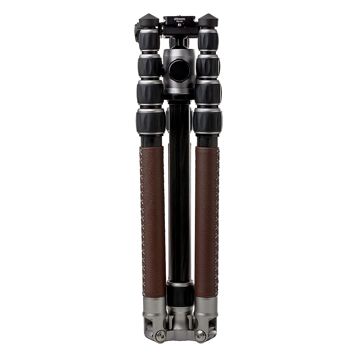 MeFoto RoadTrip Classic CF Leather Edition Lightweight 61.6" Carbon Fiber Tripod/Monopod, w/Case, Twist Locks, Dual Action Ballhead w/Arca Swiss Plate - Titanium (C1350Q1TL)