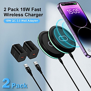 15W Wireless Charger Pixel Fast Charging Station for Google 8A 8 Pro 7 Pro 7A 6 Pro 5 4XL,Wireless Charger Pad with QC Adapter Samsung Galaxy S24 S23 FE S22 S21 S20 Note 20,Motorola Edge X50 Ultra Pro