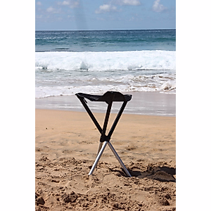 Walkstool - Basic Model - Black Color - 3 Legged Folding Stool in Aluminium - Height 20" to 24" - Maximum Load 330 to 385 lbs - Made in Sweden