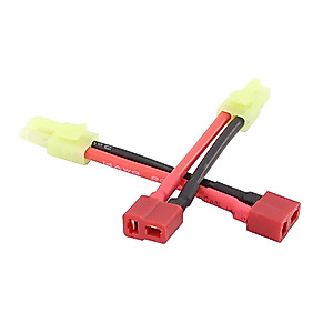 4pcs Compatible with Small Mini-Tamiya Male(Reversed) to T-Plug Female Adapter with 5cm 2in 14awg Wire for Airsoft Gun(BDHI-12)