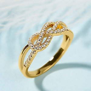 Jeulia Infinity Knot Design Sterling Silver Band for Engagement Anniversary Eternity Promise Wedding Band Ring Set With Jewelry Box (Yellow Gold, 8.5)