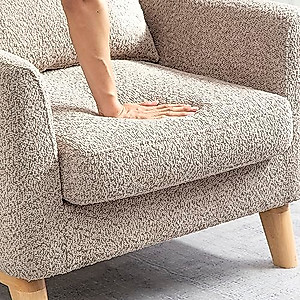 Living Room Single Sofa Chair,Modern Upholstered Teddy Sherpa Fabric Upholstery Accent Arm Chair,Comfy Reading Lounge Tub Barrel Club Arm Chair for Bedroom Small Spaces,Tufted Decorative,Lumbar Pillow