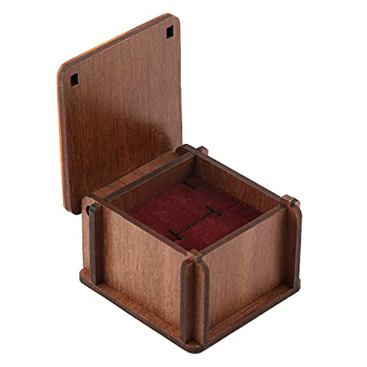 LUCCE Wooden Ring Box for Proposal Slim - Small Engagement Ring Box Wood - Golden Mirror Effect Tree of Life Pattern Rustic Wedding Decorations for Ceremony, Jewelry Box - Wooden Storage Box with Ring Bearer and Perfect for Proposal, Wedding, Ceremony, En