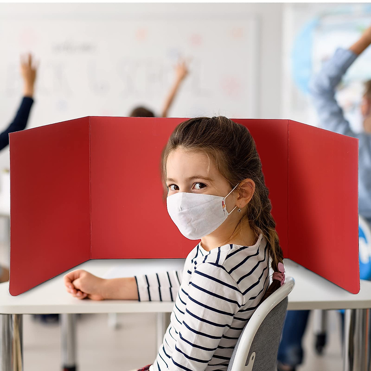 Desk Dividers for Students Privacy Boards Classroom Privacy Folders for Student Desks Testing Privacy Panel Partitions Study Carrel Desk Trifold Privacy Panel for Student, 4 Colors (32 Pieces)