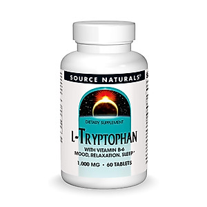 Source Naturals L-Tryptophan with Vitamin B-6 1000 mg Support Mood, Relaxation And Sleep - 60 Tablets