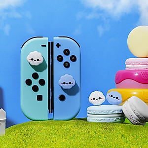 JINGDU Thumb Grip Caps for Nintendo Switch Joy-Con, Cute Silicone Joystick Cap Covers Accessories Compatible with Switch/OLED/Lite JoyController, 4PCS Cloud