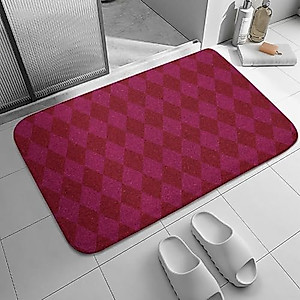 Pink & Red Diamond Glitter Bathroom Rugs, Non Slip & Absorbent Bath Mat Carpets for Bathroom, Entryway or Sink 20" x 32"