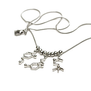 Boutique Academia Serotonin Dopamine and Acetylcholine Neurotransmitter Brain Molecule Necklace - Science Jewelry