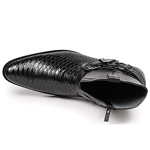 Metrocharm Diego-01 Men's Belt Buckle Chain Strap Western Cowboy Boots (11, Black)