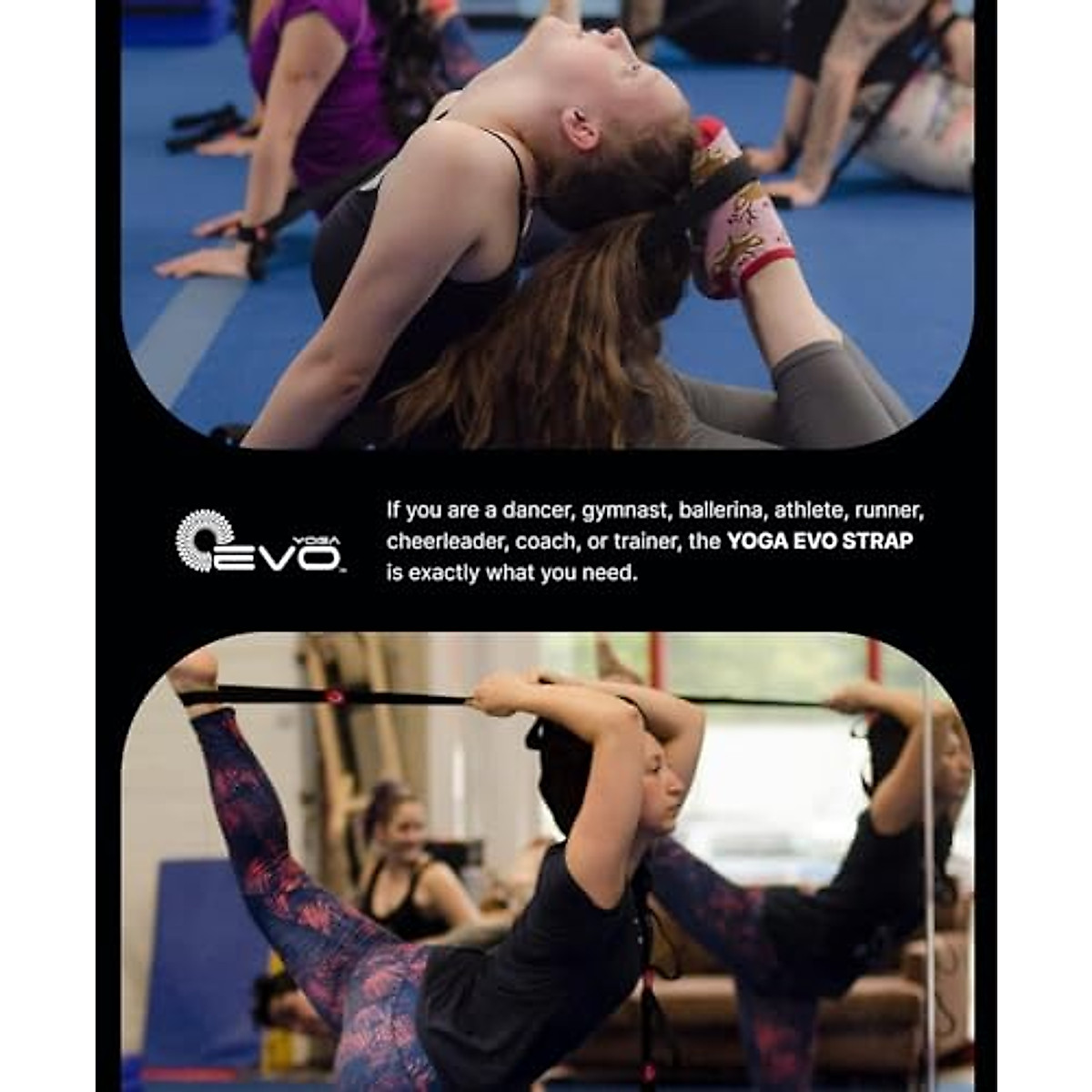 YOGA EVO Exercise Band with Loops for Physical Therapy Yoga, Exercise and Flexibility Elastic Fitness Stretch Band + Exercise Instructions & Carry Bag