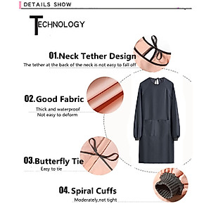 NAN Wind Solid Color Kitchen Apron with Pockets,Unisex Long Sleeves Waterproof Apron for Cooking Baking Cleaning Work,Black Chef Aprons Kitchen Cooking Apron BBQ Grill Gift for Dad Men Women