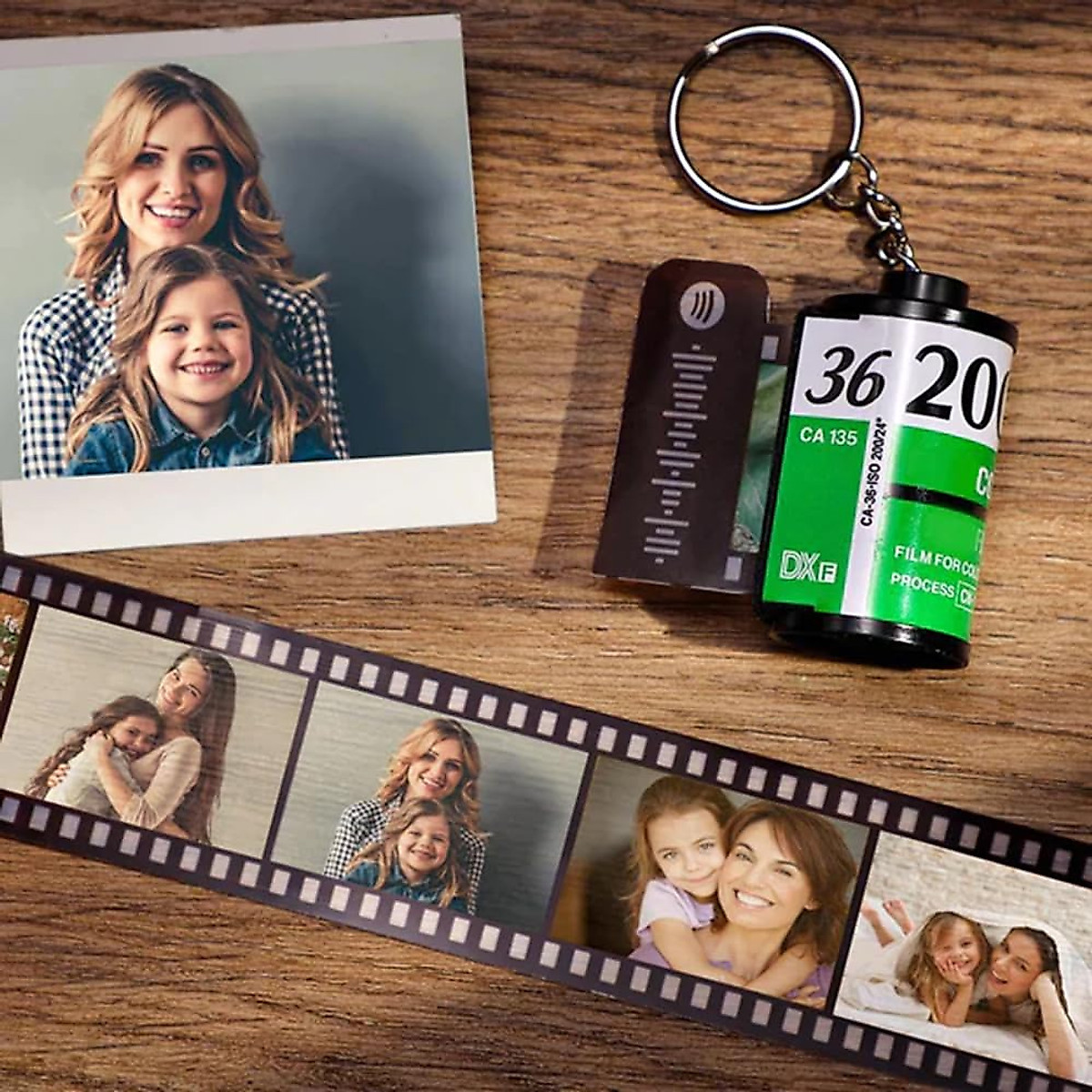 Personalized Spotify Photo Keychains Custom Camera Film Roll Song QR Code Keychain MultiPhoto Reel Album Retro Custom Gift Birthday Holiday for Lover Dad Mom Kids Boyfriend Girfriend (15 Photo)