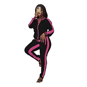 TOPONSKY Women Sweatsuit For Hoodie Womens Jogger Set Sweat Suits Outfit Black Rose XL