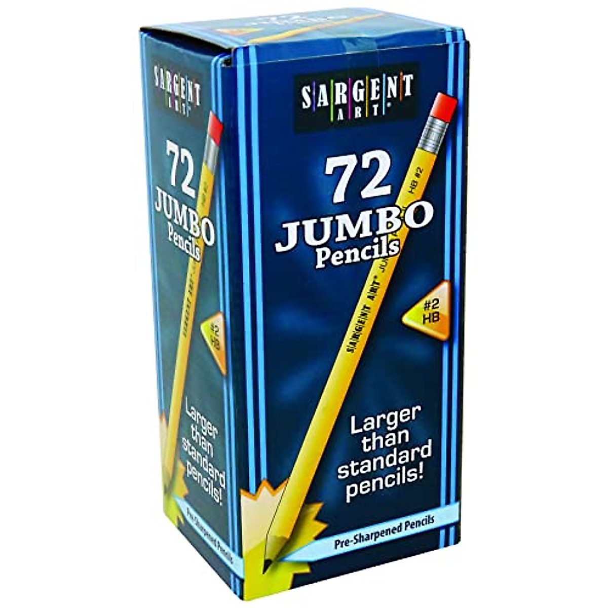 Sargent Art 72 x 2pk Jumbo Pencils, 144 total Class Pack, Beginner Yellow Pencils, Mega Size, Non-Toxic (72)