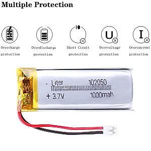 Liter energybattery 3.7V Lipo Battery 1000mAh Rechargeable Lithium ion Polymer Battery 102050 Lithium Polymer ion Battery with JST Connector