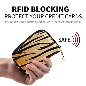 Slim Minimalist Soft Leather Mini Case Holder Organizer Wallet for Women Men Tiger Print Animal