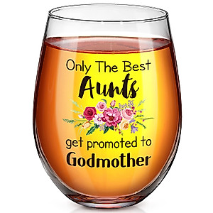 Thank You for Being My Godmother Wine Glass, Personalized Mother's Day Birthday Christmas Gift for Godmother Mother, 17 Oz Godmother Announcement Wine Glass for Godmother from Godchild (Only The Best)