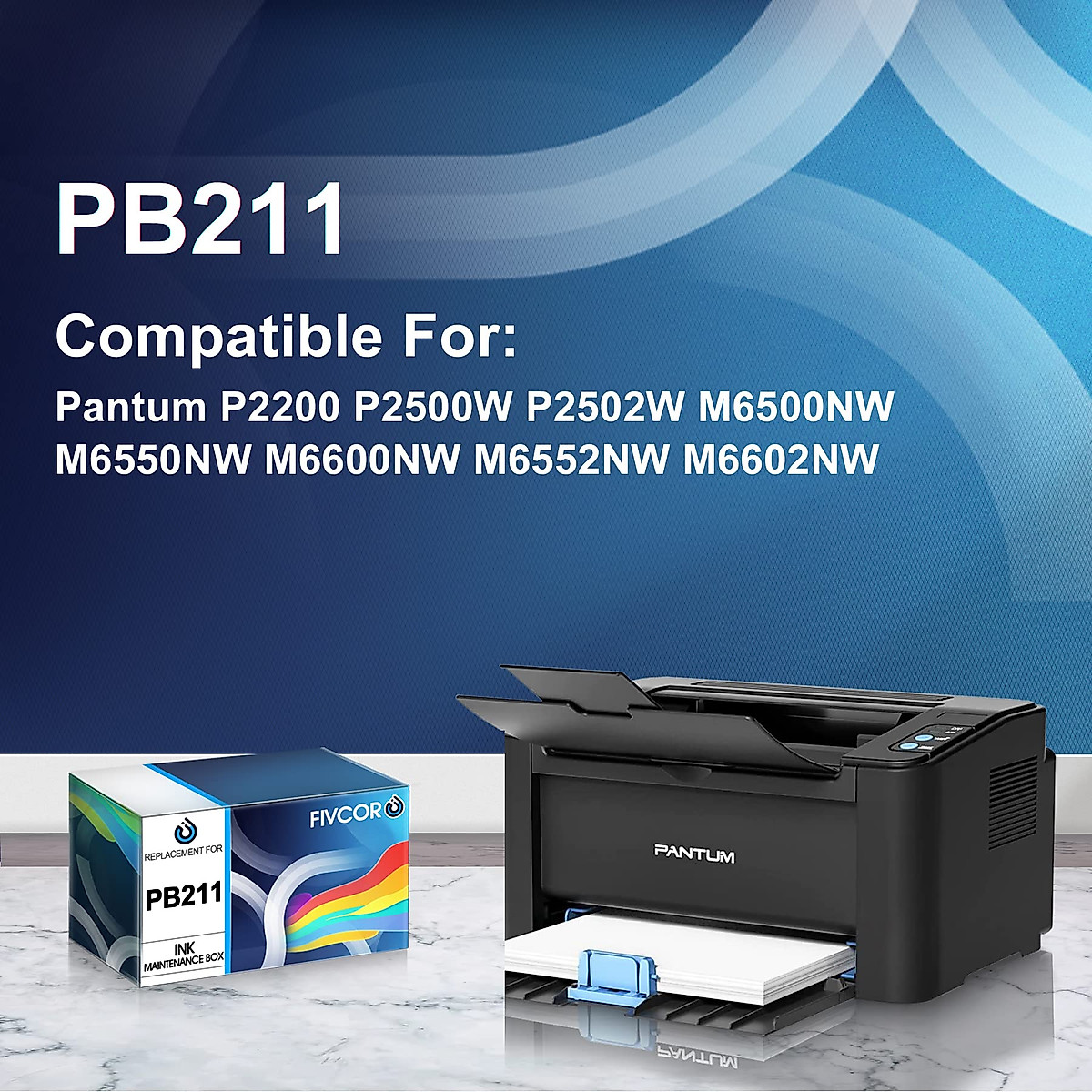FIVCOR PB-211 PB-211EV Remanufactured Black Toner Cartridge for Pantum PB211 PB 211 P2502W M6602NW M6552NW P2200 P2500W M6550 M6550N M6550W M6600 M6600N M6600W P2207 P2500(1 Pack), 29cm*9cm*16.5cm