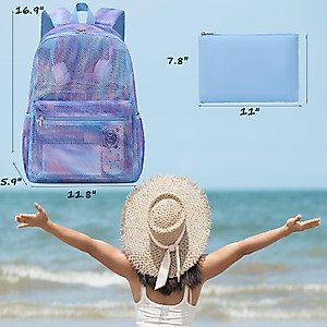 Jumpopack Mesh Backpack for Girls Kids Semi-Transparent Mesh School Backpack Bookbag Lightweight See Through Backpack for Beach Gym Travel(Marble)