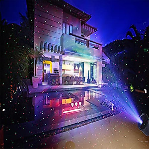 Wisely Christmas Projector Laser Lights, Led Waterproof Christmas Laser Lights Landscape Spotlight Red and Green Star Show Decorative for Bedroom Outdoor Garden Patio Wall Holiday Party
