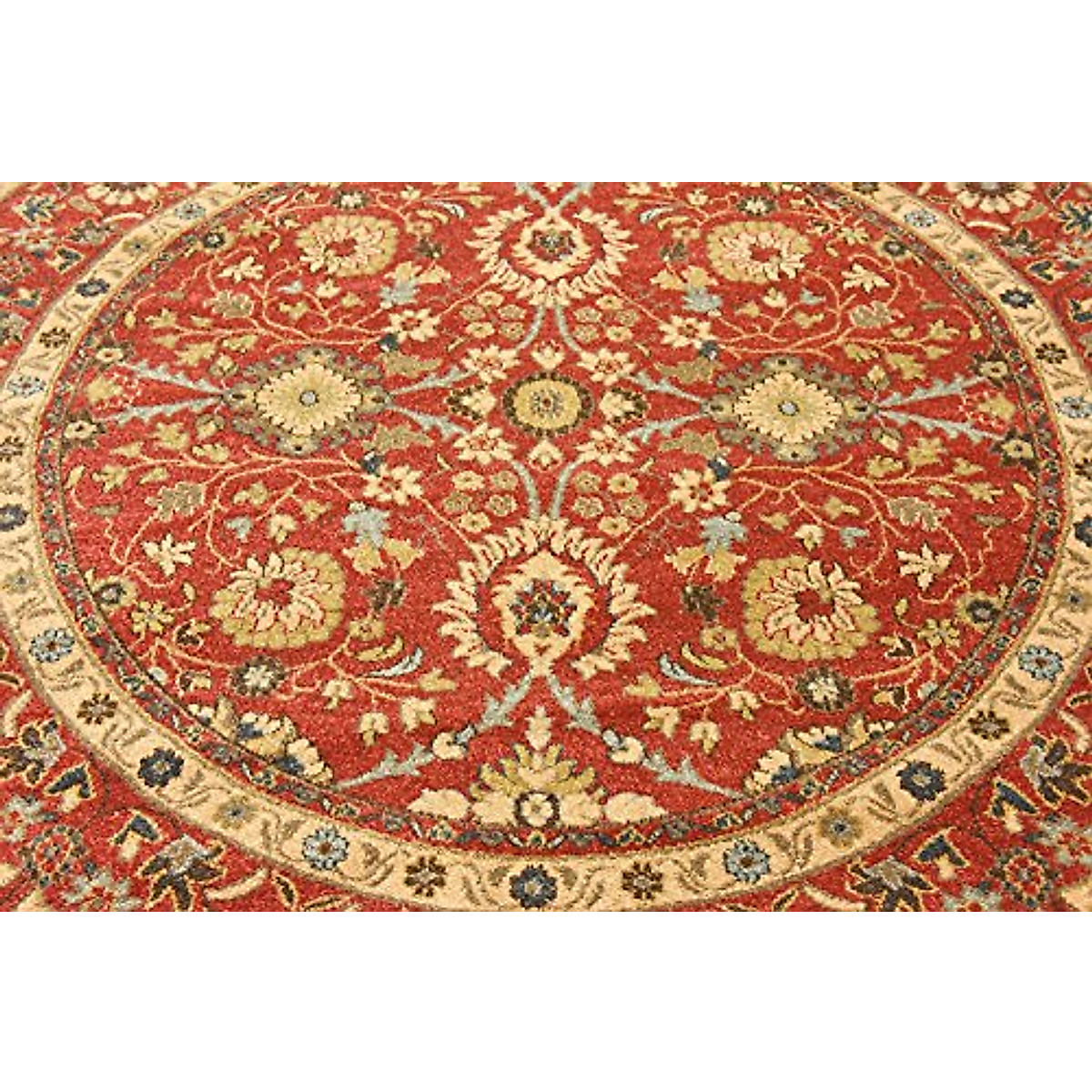 Unique Loom Edinburgh Collection Classic Oriental Traditional French Cottage Inspired Intricate Design Area Rug, 6 ft x 6 ft, Red/Beige