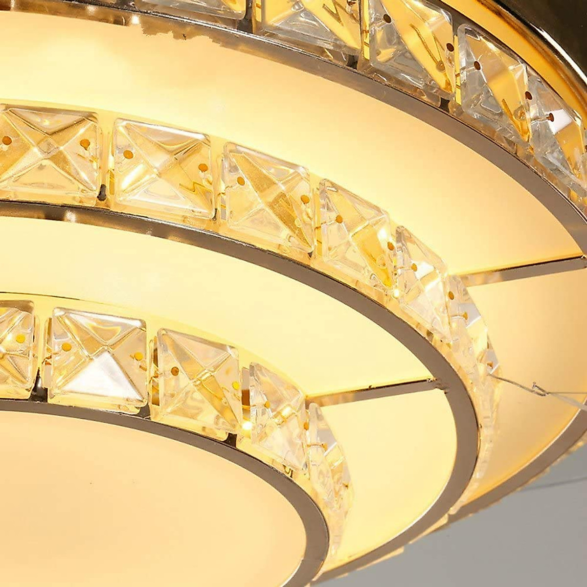 Lighting Groups 42 Inch Invisible Ceiling Fan with 3-Color Changing Light Remote Control Retractable Blades Fandelier for Living Room Dining Room Reversible Ceiling Fan with Indoor Lights (Gold D)