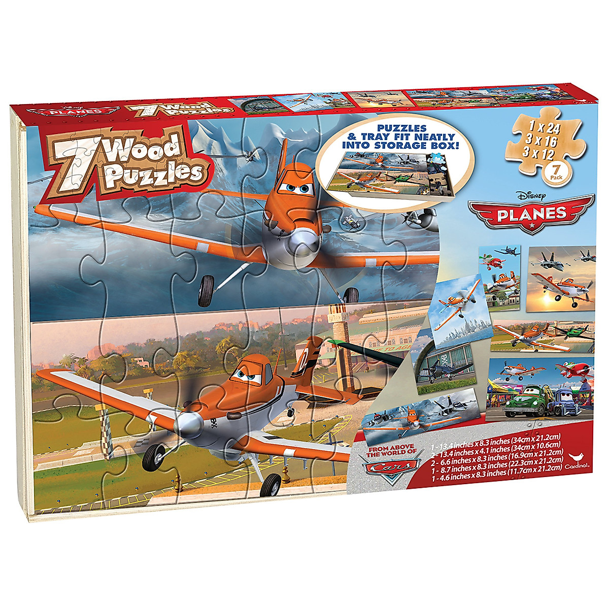Spin Master Games Planes 7 Wood Puzzles in Wooden Storage Box (Styles Will Vary)
