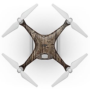 Design Skinz Design Skinz Rough Textured Dark Wooden Planks Full-Body Wrap Decal Skin-Kit Compatible with The Drone DJI Phantom 4