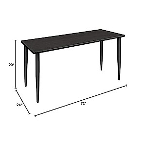 Regency Kahlo Tapered Leg Rectangular Multipurpose Table, 72" x 24", Ash Grey/Black