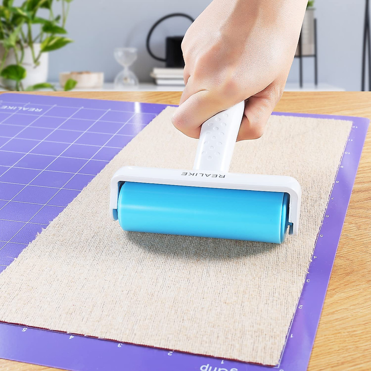 REALIKE Brayer Roller & Mat Tweezers Remover Set Craft Stamping Brayer Tools for Cricut/Silhouette/Brother Crafting Printmaking