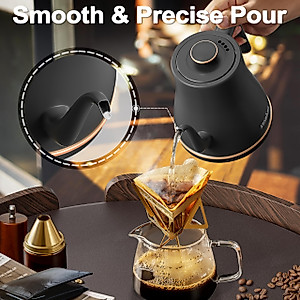 Stariver Gooseneck Electric Kettle, 0.8L Electric Tea Kettle Tea Pot, Pour Over Coffee Kettle with Stainless Steel Inner Lid & Bottom, Water Boiler with Auto Shut Off and Boil Dry Protection, Black