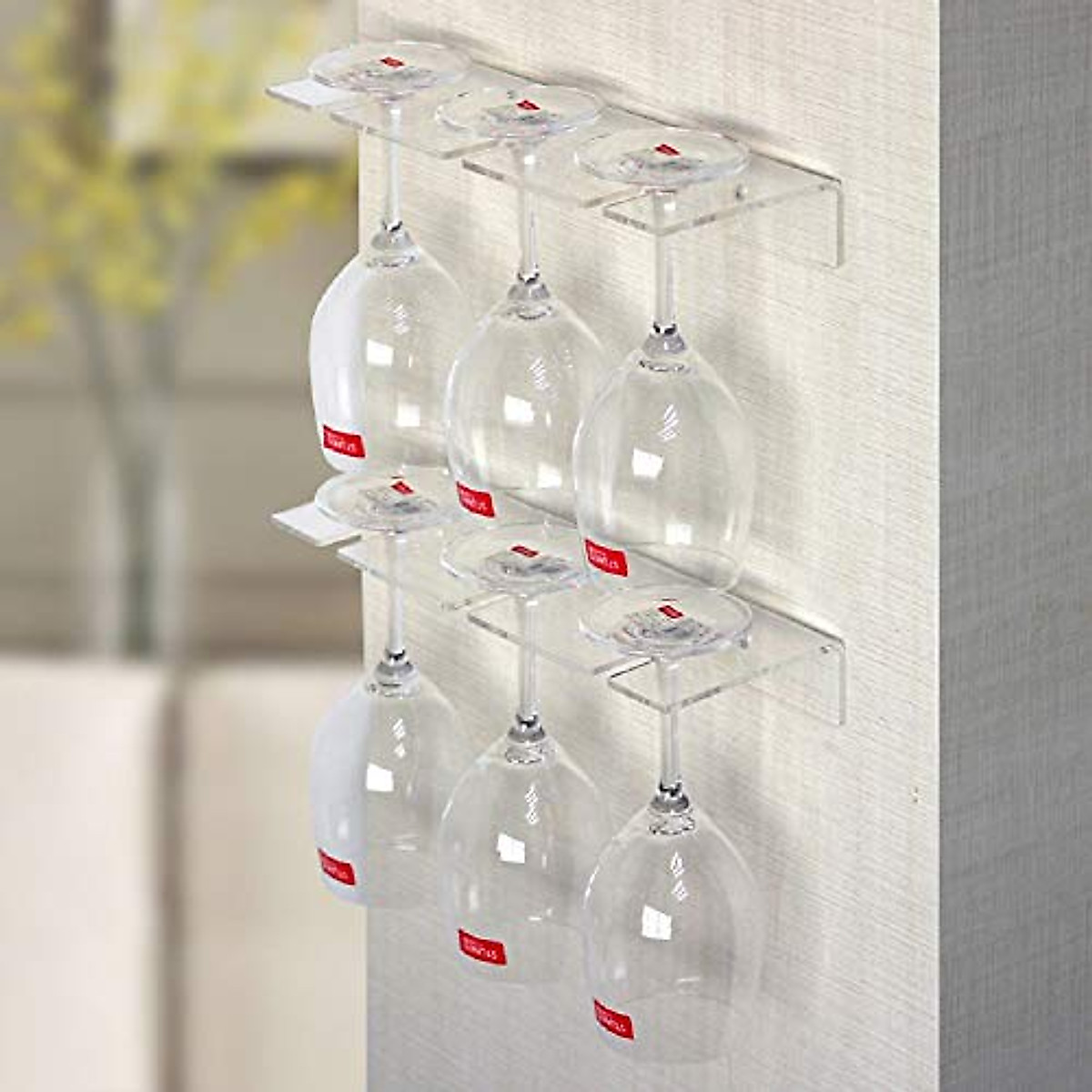 Wine Glass Holder Under Cabinet Goblet Wine Glass Holder Kitchen Cabinet Storage Rack Cup Hook Tableware Storage Rack Suitable for bar Kitchen (1 Set)