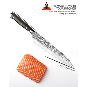 BRODARK Japanese Chef Knife, Damascus Chef Knife 8 inch with Japanese VG-10 Steel Core, Ultra-Sharp Professional Kitchen Knife, Handcrafted with Ebony Wood Handle, Holiday Gifts